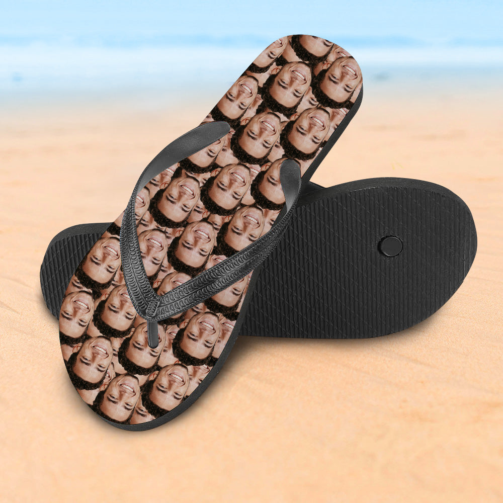 Personalised Face Mash Photo Flip Flop For Summer For Couple Summer Be ...