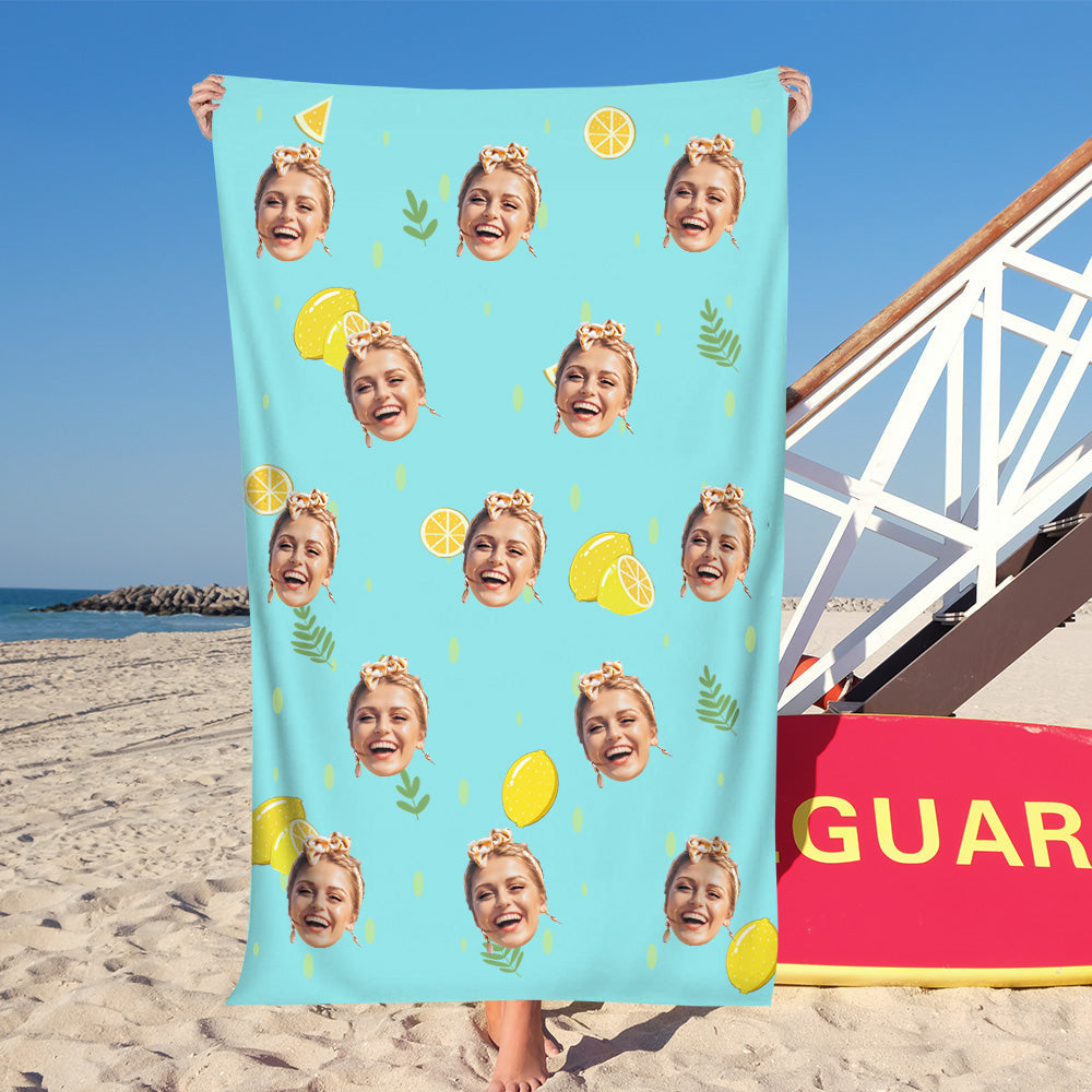 Personalized Beach Towel with Picture Custom Face Seamless Towel Funny ...
