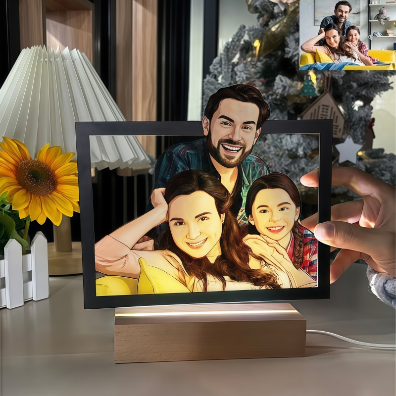 Custom Pixar Style Portrait Night Light Cartoon portrait photo frame l ...