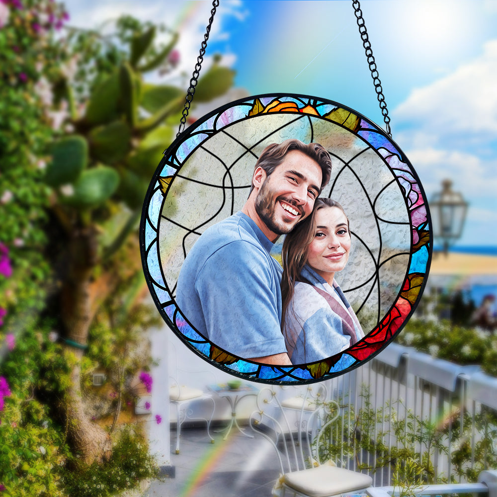 Personalized Portrait Stained Glass Suncatcher Custom Glass Window Han ...
