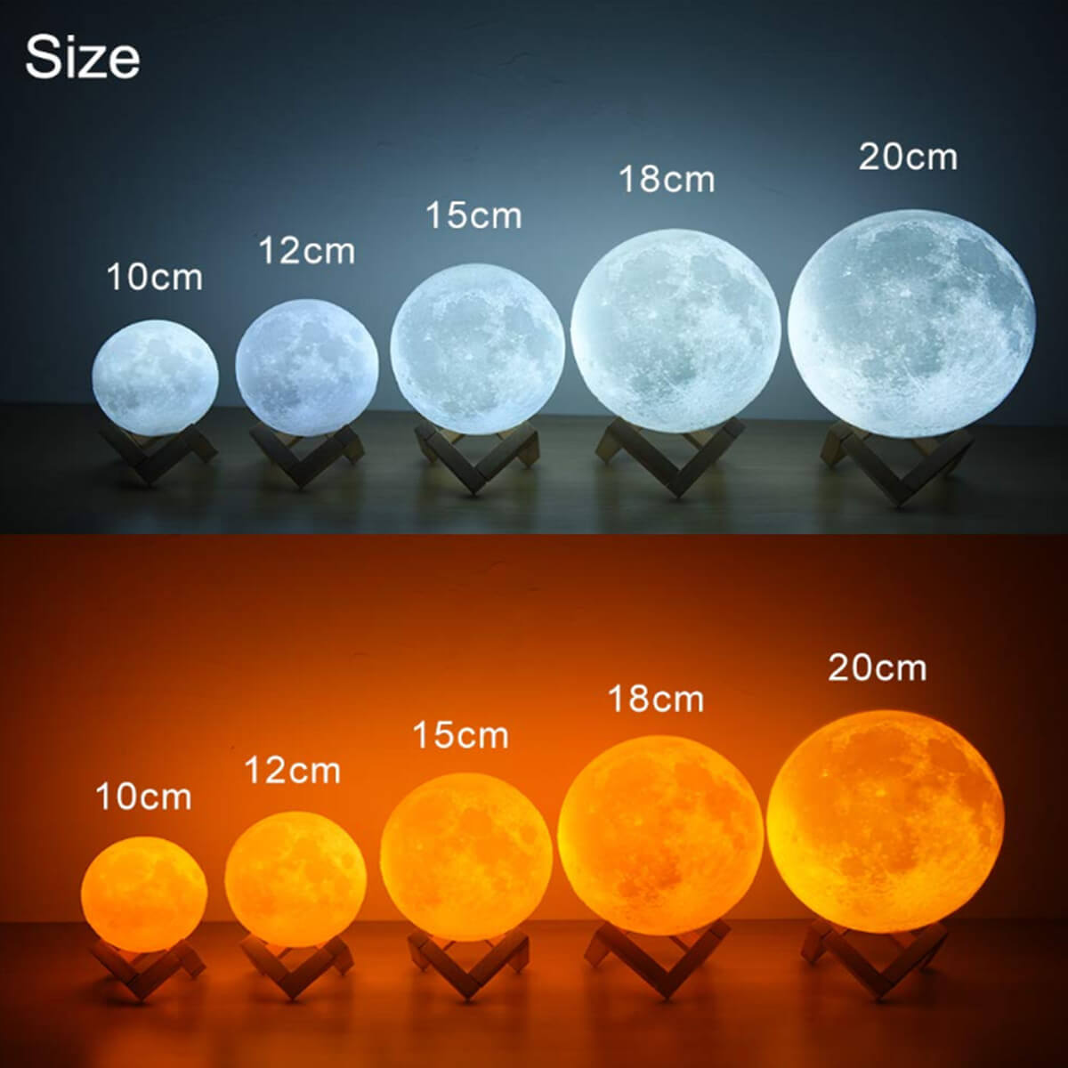 Custom Photo Moon Lamp Custom 3D Photo Engraved Moon Light 2 Colors 16 ...
